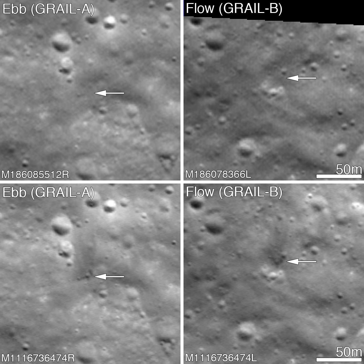 Lunar Reconnaissance Orbiter fotografa sepulturas das sondas GRAIL