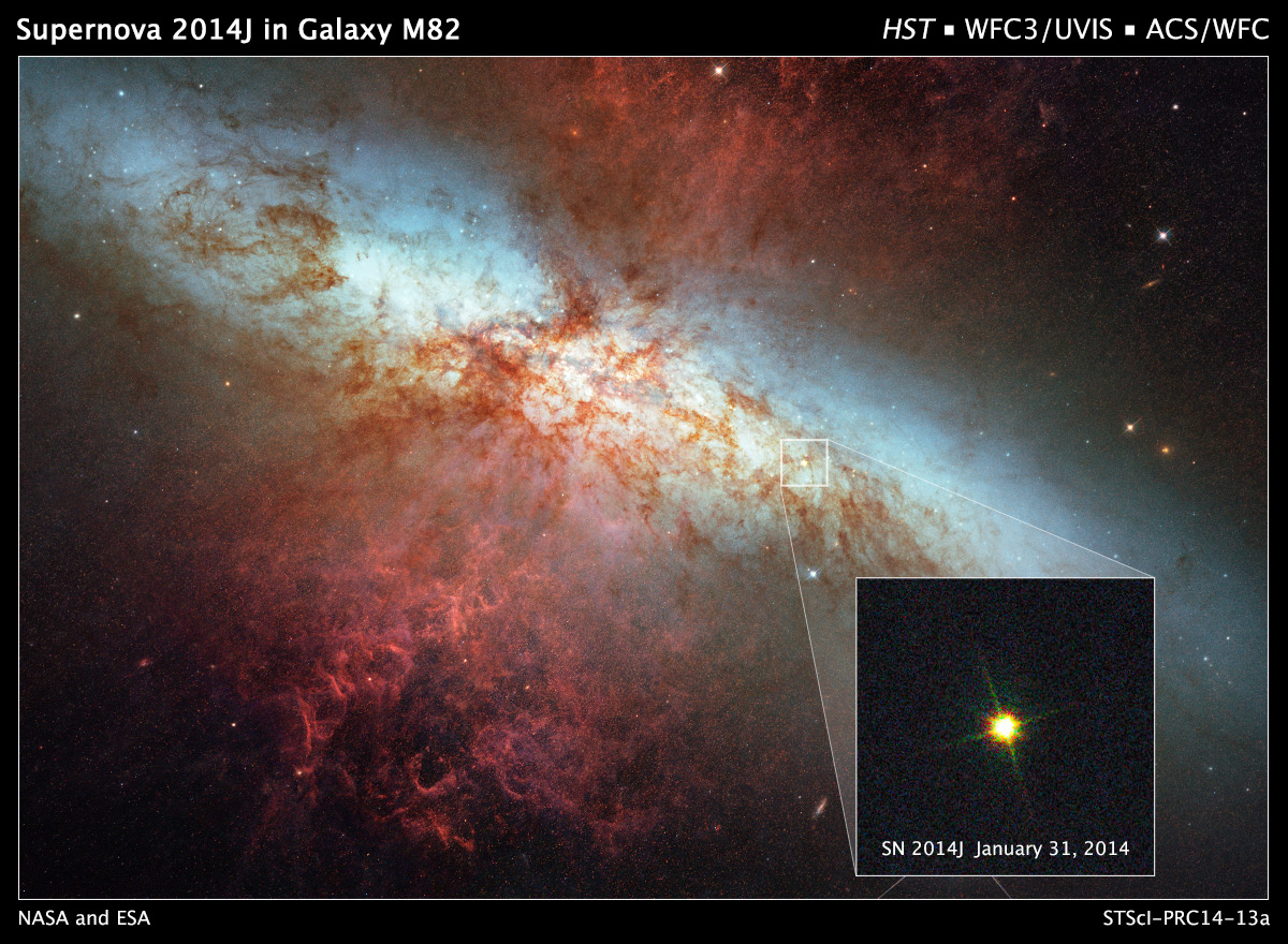 Hubble olha para a supernova em M82